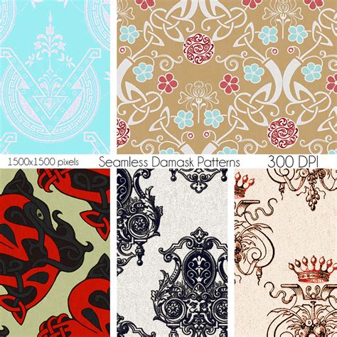 Seamless Damask Patterns 2D Graphics Merchant Resources Antje
