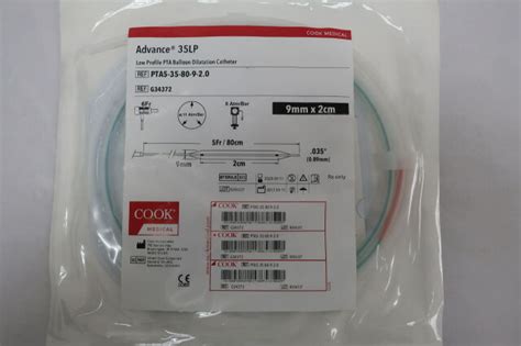 New Cook Advance 35lp Low Profile Pta Balloon Dilation Catheter 9mm X 2