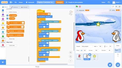 SCRATCH GRA 04 Tworzymy dwupoziomową grę pingwiny Informatyka i