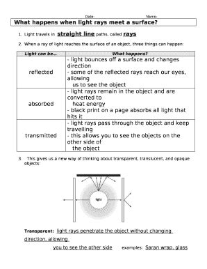 What Happens When Light Rays Meet A Surface Doc Template PdfFiller