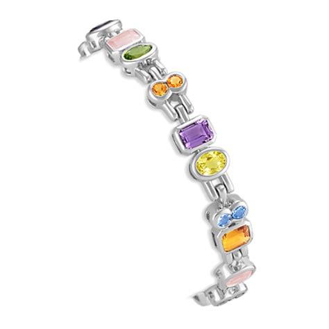 Multicolored Gemstone Bracelet In Sterling Silver 8 In Shane Co