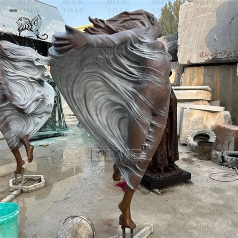 Factory Art Full Size Life Size Naked Wind Girl Brass Bronze Woman