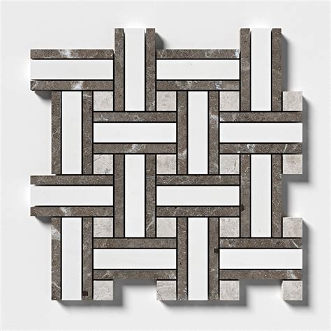 Aspen White Honed Lattice Marble Mosaic