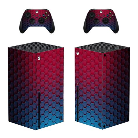 레드 기하학 스타일 Xbox 시리즈 X 콘솔 And 2 컨트롤러 용 스킨 스티커 데칼 비닐 보호 스킨 스타일 1