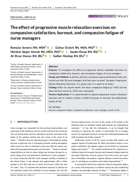 Pdf The Effect Of Progressive Muscle Relaxation Exercises On