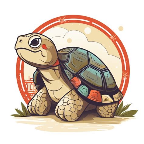 Premium Ai Image Cartoon Turtle With A Red Collar And A Red Collar