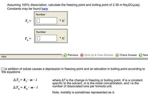 Solved Assuming 100 Dissociation Calculate The Freezing Chegg