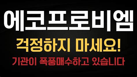 에코프로비엠 전망 에코프로비엠 걱정하지 마세요 기관과 연기금이 폭풍매수하고 있습니다 실적도 빵빵 전망도 화려한 에코프로비엠 기대하세요 Youtube
