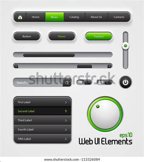 Web Ui Elements Design Gray Green Stock Vector Royalty Free