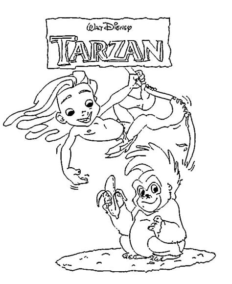 Cute Tarzan And Terk Coloring Page Download Print Or Color Online