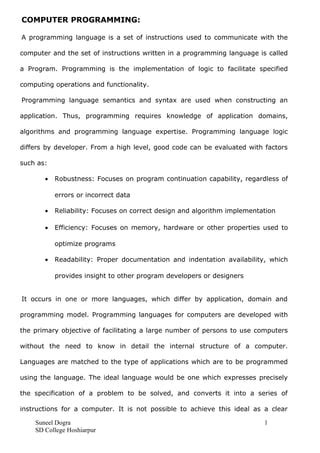 Computer Programming PDF