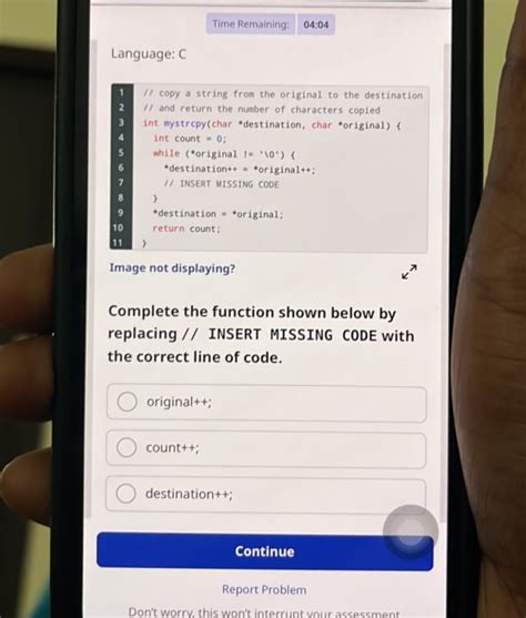 Time Remaining 0404 Language C copy a string | StudyX