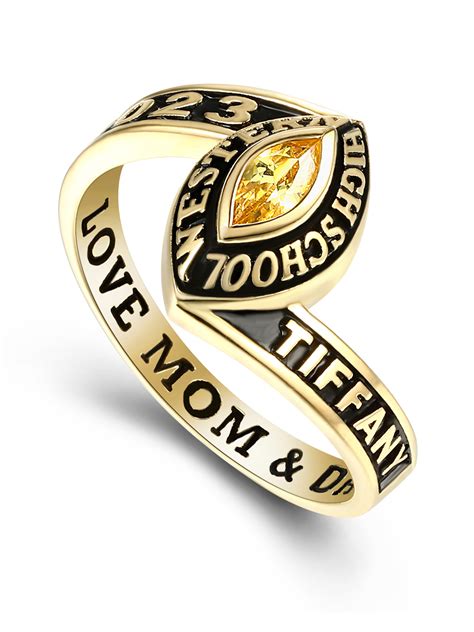 Mementos Usa Customized Fashion 10kt Yellow Gold Class Rings For Women
