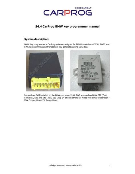 Carprog Bmw Key Programmer Manual Pdf