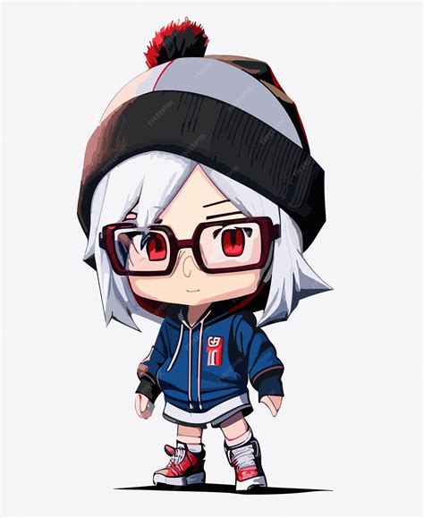 Premium Vector 2d Vector With White Background Beanie White Hair Red