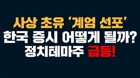 비상 계엄 후폭풍 한국 증시 앞으로 어떻게 될까 금융 시장 안정화 가능성은 Youtube
