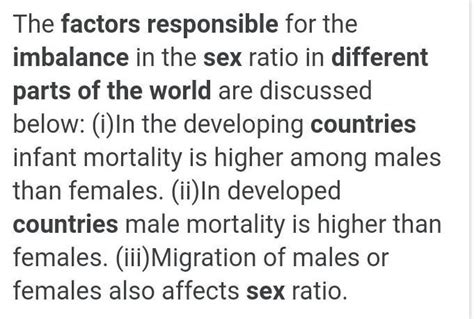 Explain The Factors That Are Responsible For Imbalances In The Age Sex