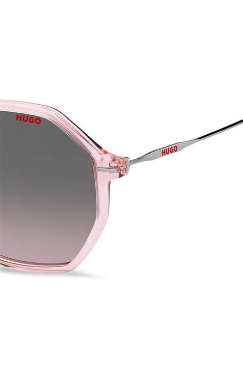 Hugo Pink Acetate Sunglasses With Branded Metal Temples