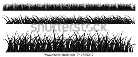 Vector Set Black Grass Silhouettes On Stock Vector Royalty Free