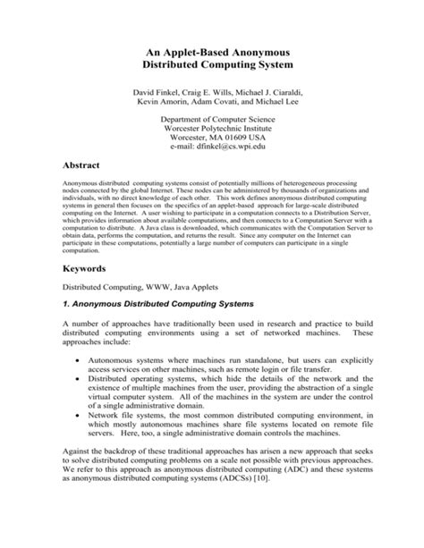 1 anonymous distributed computing systems