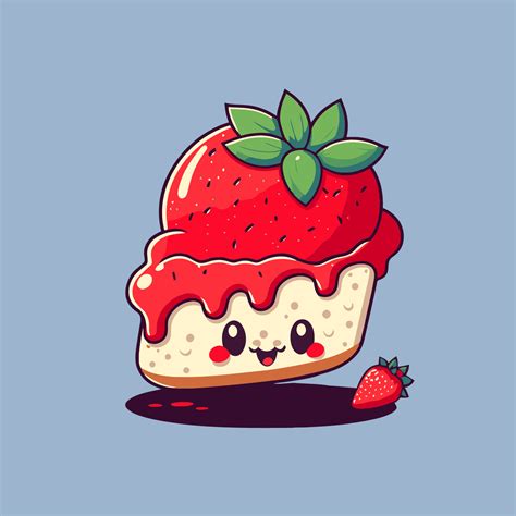 Cute Strawberry Cake Logo Mascot Flat Vector Dessert Design 17133273
