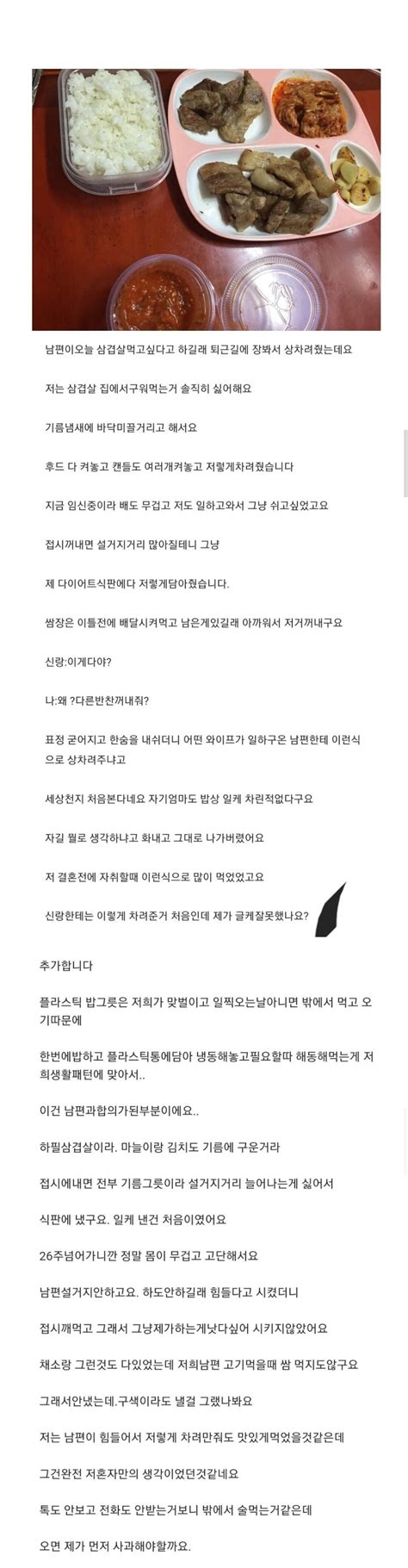 임신 6개월차 아내가 남편에게 차려준 밥상 유머움짤이슈 에펨코리아