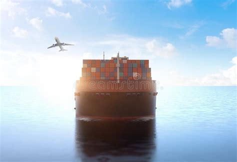 Cargo Ship Or Vessel With Containers In Ocean Stock Illustration
