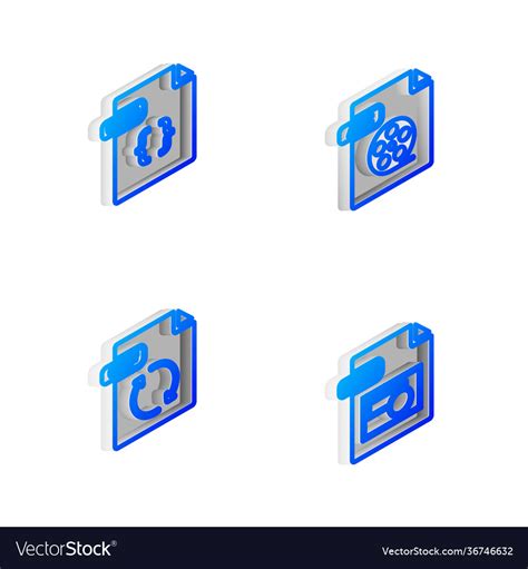 Set Isometric Line Avi File Document Css Gif Vector Image