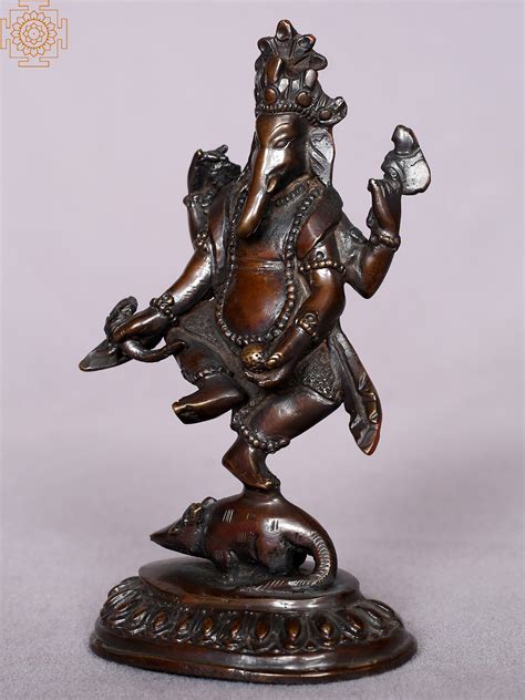 5 Lord Ganesha Dancing On Mushakraj From Nepal Exotic India Art
