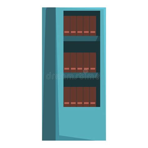 Blue Library Bookshelf Standing With Folders Containing Documents