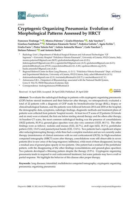 Cryptogenic Organizing Pneumonia Karlos Udocz
