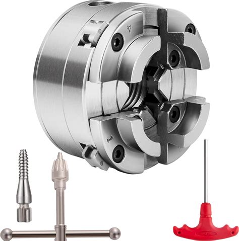 Vevor 275 Inch Wood Lathe Chuck 4 Jaw Precision Self Centering Keyed