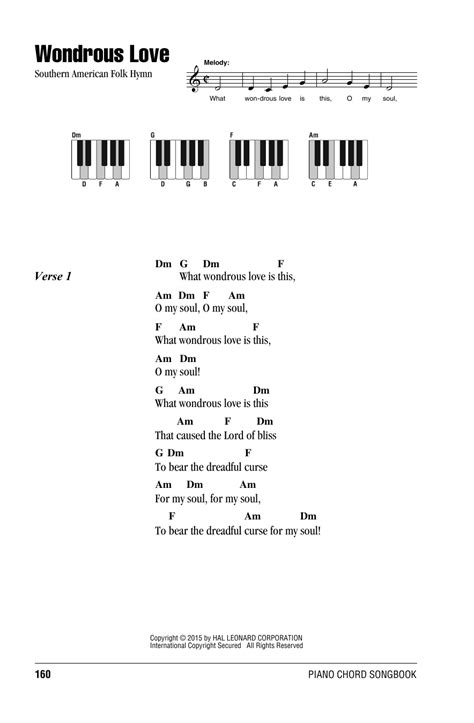 Wondrous Love By Southern American Folk Hymn Sheet Music For Piano