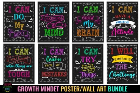 Growth Mindset Wall Art Bundle Posters Graphic By Happy Printables
