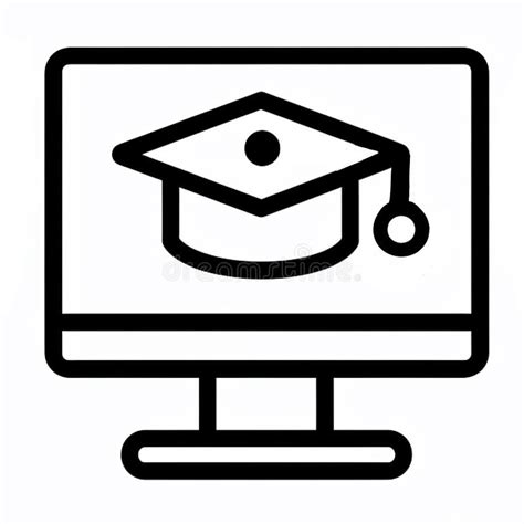 A Computer Monitor With A Graduation Cap On It Stock Illustration