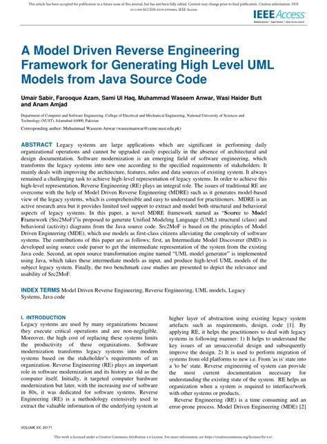 Pdf A Model Driven Reverse Engineering Framework For Generating High
