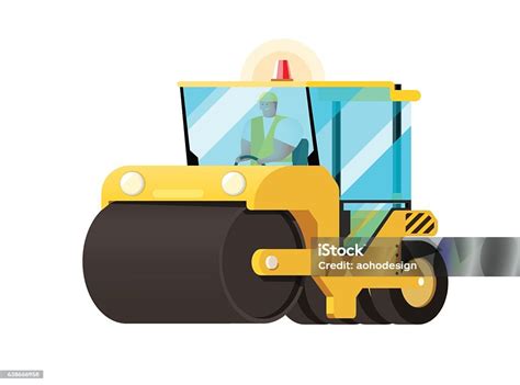 플랫 스타일의 아스팔트 콤팩터 로드 롤러의 벡터 아이콘입니다 증기 롤러에 대한 스톡 벡터 아트 및 기타 이미지 증기 롤러 로드 롤러 콤팩타 Istock