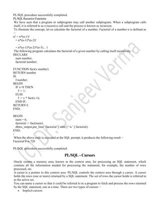 Rdbms Pdf Plsql Database System Notes For Babes To Study PDF Free Download