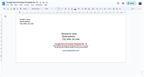 Google Docs Envelope Template All Sizes