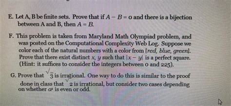 solved e let a b be finite sets prove that if a b 0 and