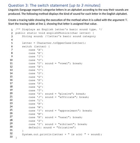 Solved Question 3 The Switch Statement Up To 3 Minutes Chegg Com