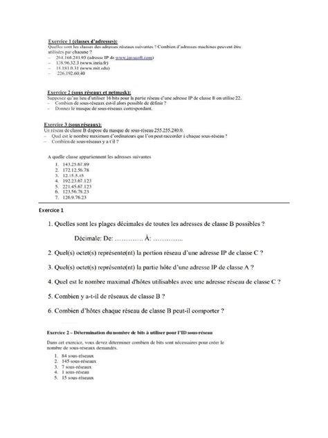 Exercice Reseau Pdf