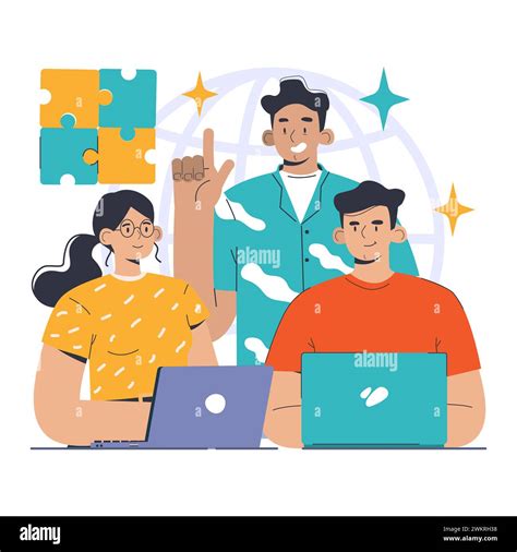 Stakeholder Concept Diverse Team Collaborates On A Project Combining Puzzle Pieces And