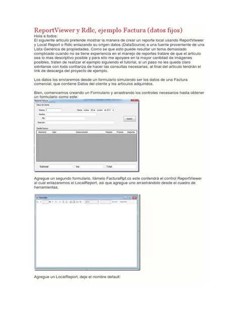 Reportviewer Y Rdlc Pdf Lenguaje De Programación Tabla Base De