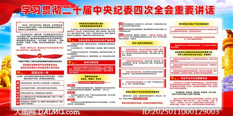 学习二十届中央纪委四次全会精神宣传展板大图网图片素材