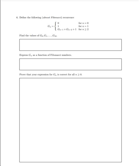 solved 6 define the following almost fibonacci recurrence