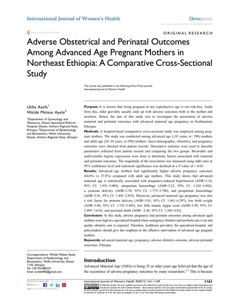 Pdf Adverse Obstetrical And Perinatal Outcomes Among Advanced Age