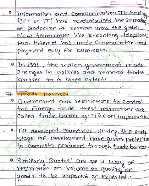 Class 10 Economics Globalisation And The Indian Economy Notes Pdf