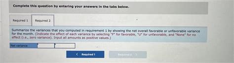 Solved Problem 10 15 Algo Comprehensive Variance Analysis