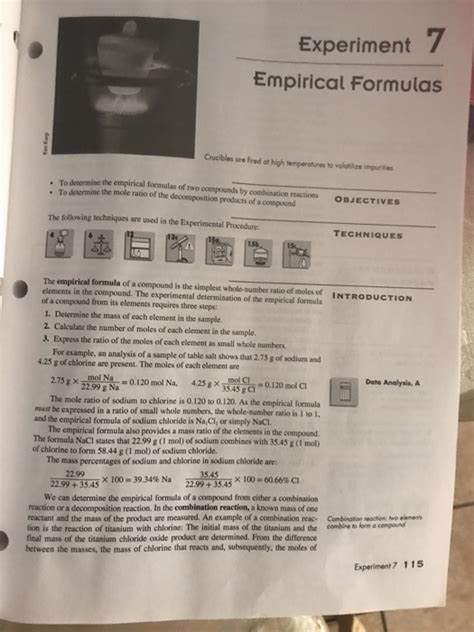 solved experiment 7 report sheet empirical formulas date lob